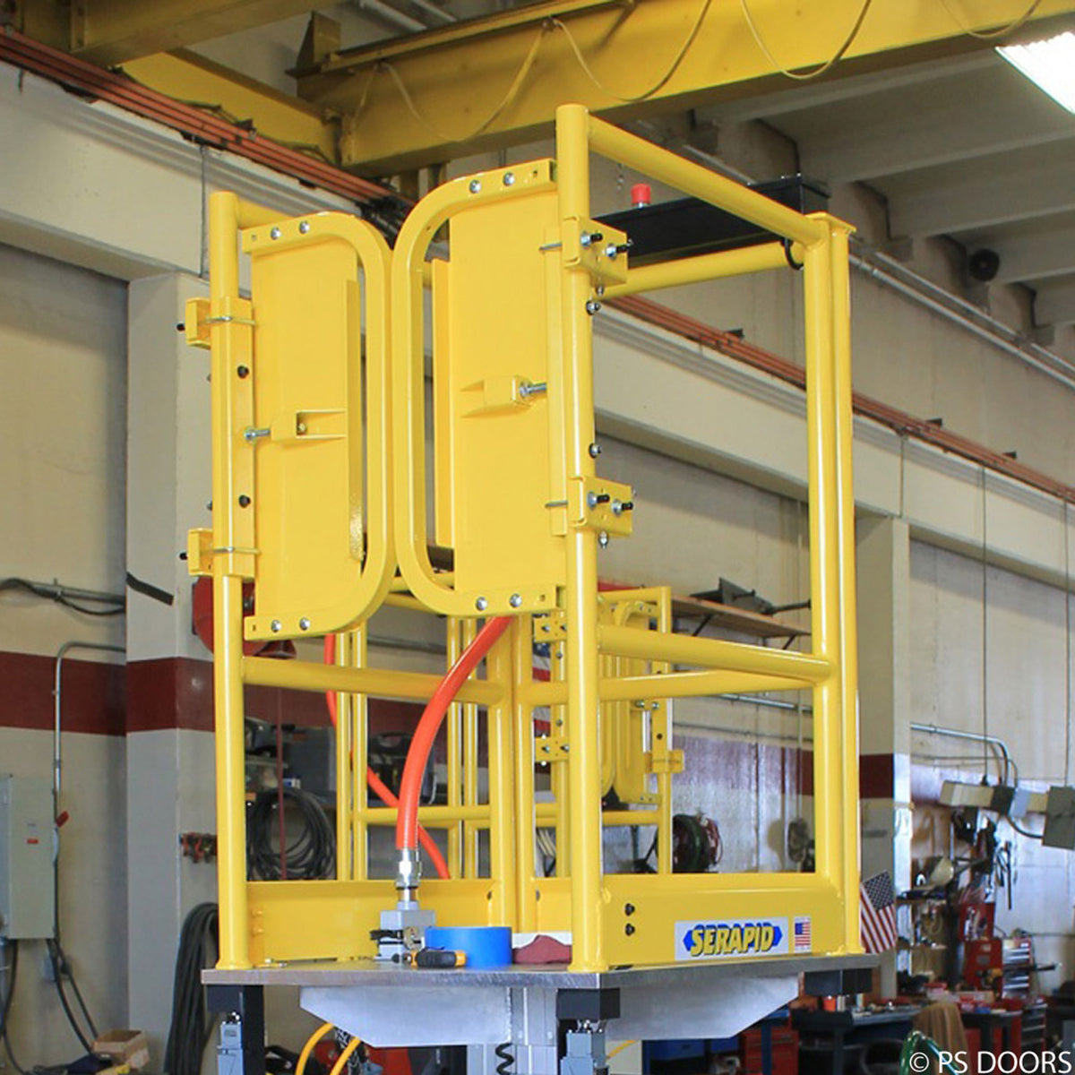 Paired Ladder Safety Gate - Dual industrial self-closing swing gate ...